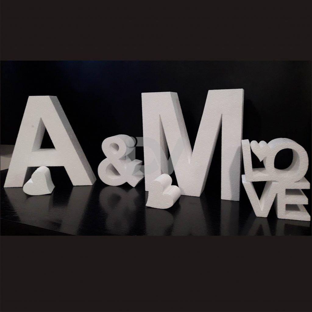 Pack boda- 2 iniciales+ & +Love +2 corazones - Id Visual